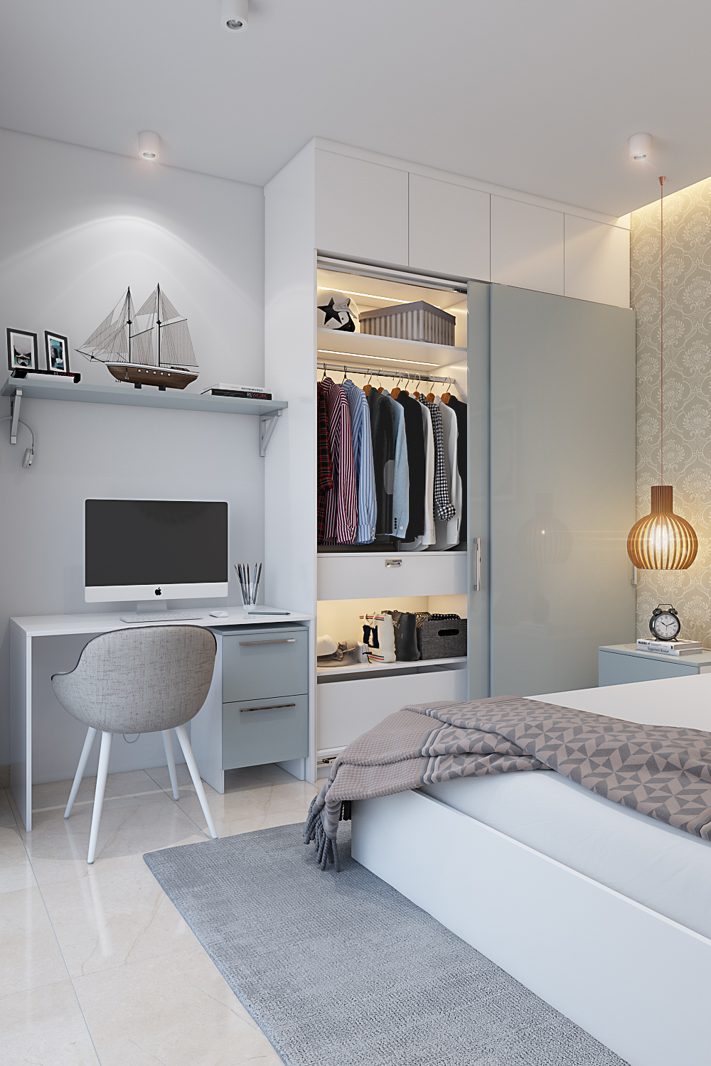 Sliding Wardrobe Designs With Dressing Table