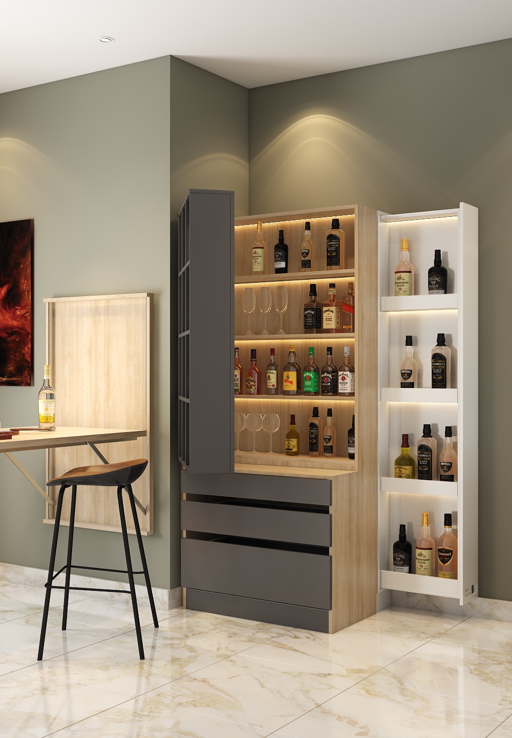 Sitting Room Bar Design Kitchen In Living Room With Bar Counter.